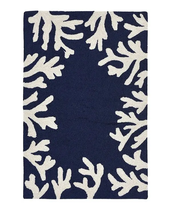 LIORA MANNE Capri Border Area Rug, 1'8 X 2'6 - Navy