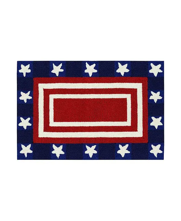 LIORA MANNE Frontporch Patriotic Pendant Area Rug, 2' X 3 - Red