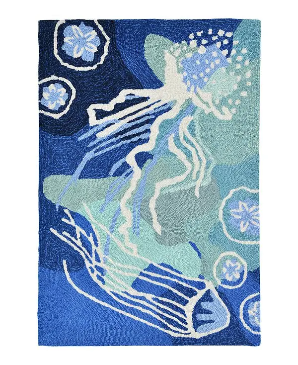 LIORA MANNE Capri Jelly Fish Area Rug, 1'8 X 2'6 - Ocean