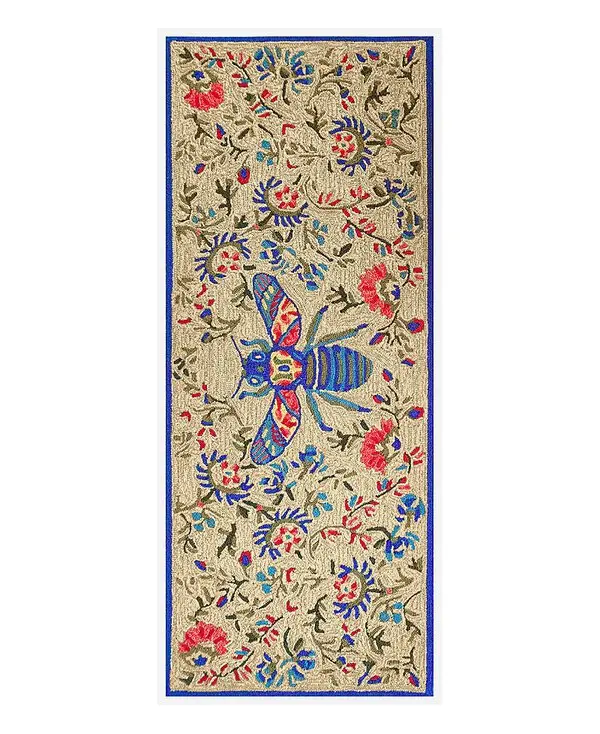 LUSH DECOR Liora Manne Frontporch Flora Bee Runner Area Rug, 2' X 5 - Multi/natural