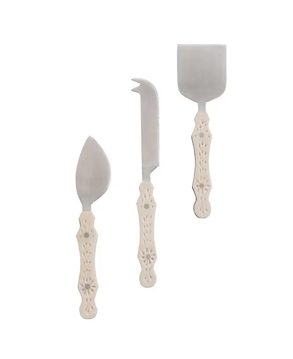 GAURI KOHLI Derby Cheese Knives, Set Of 3 - White/matte Steel