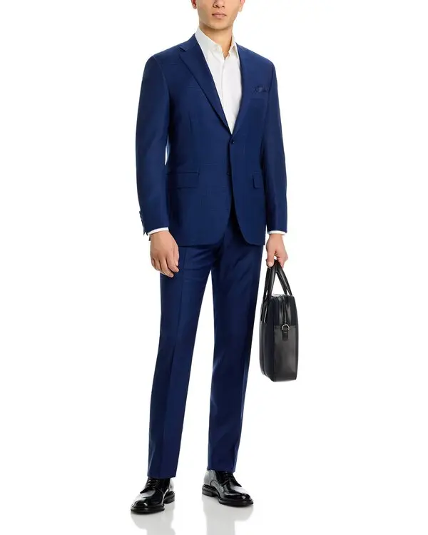 Canali Siena Tonal Plaid Classic Fit Suit - Blue