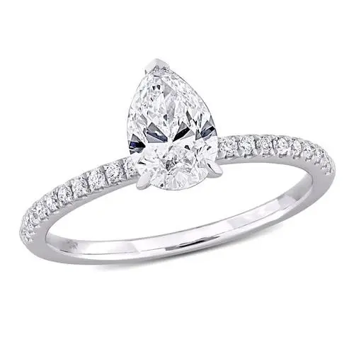 JULIANNA B. 1-1/6 Ctw Lab-grown Diamond Pear Solitaire Ring In 14k - White Gold