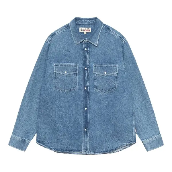 StÜssy Boxy Western Denim Shirt 'light Denim - Blue