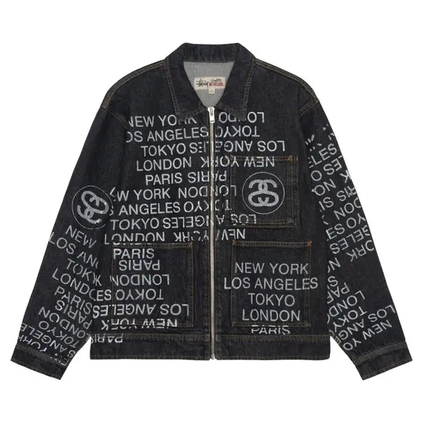 StÜssy City Link Denim Work Jacket - Black