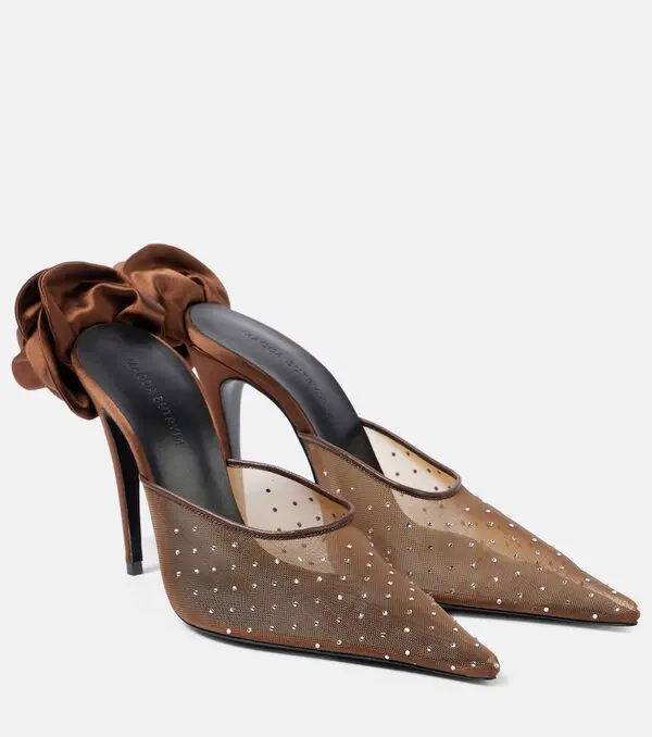 Magda Butrym Embellished Mesh Pointed Toe Mules