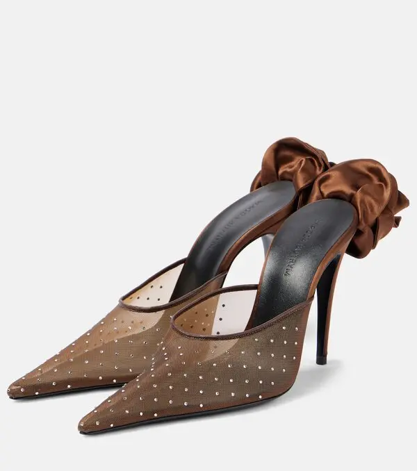 Magda Butrym Embellished Mesh Pointed Toe Mules