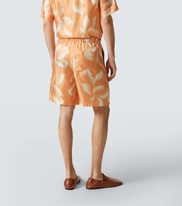 Dries Van Noten Printed Silk Shorts - Orange