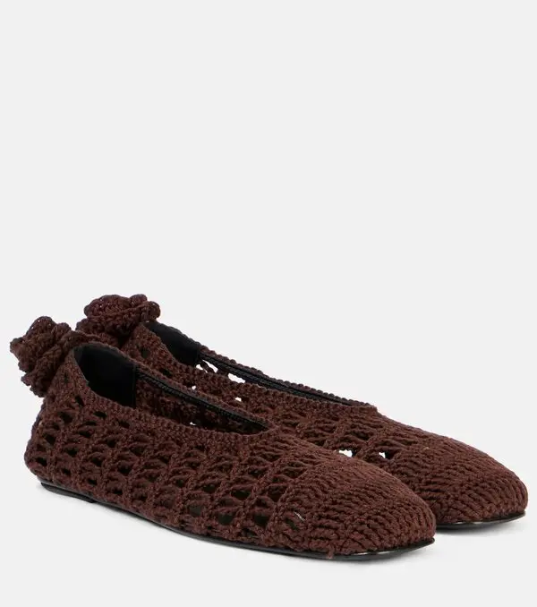 Magda Butrym Crochet Ballet Flats - Brown