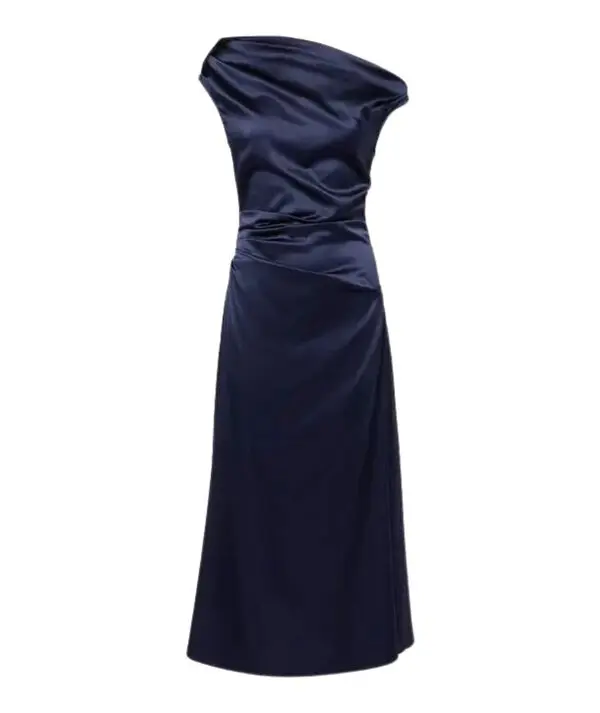 Staud Elyse Pleated Silk-blend Maxi Dress - Blue