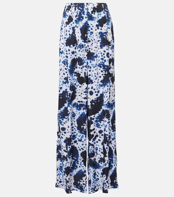 Dries Van Noten Printed Wide-leg Pants - Blue