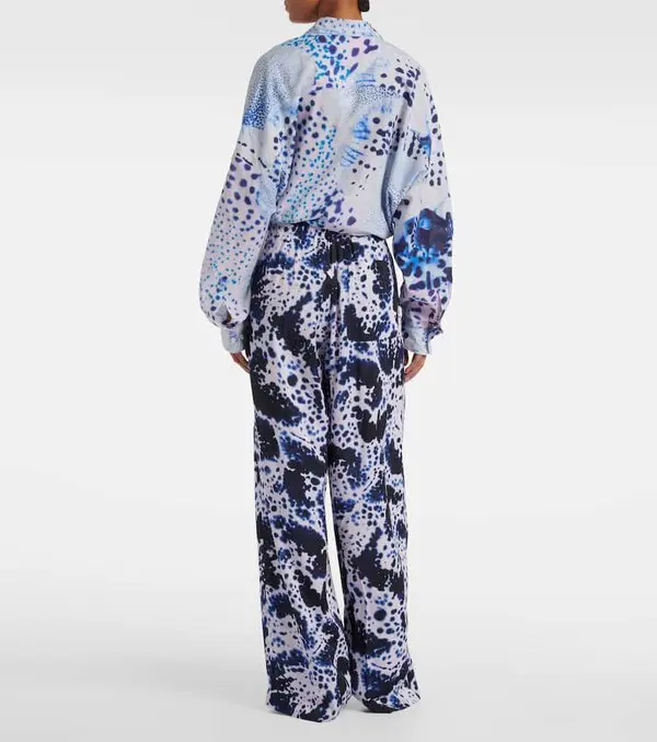 Dries Van Noten Printed Wide-leg Pants - Blue