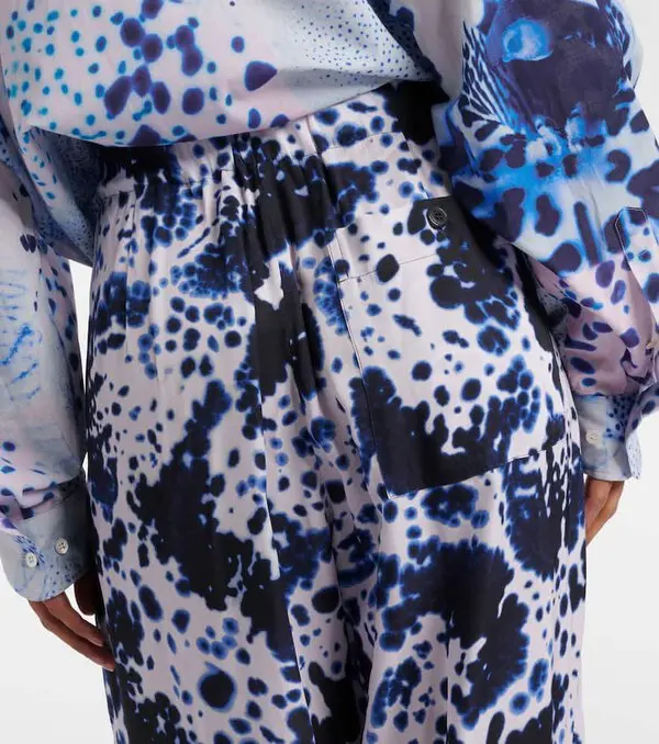 Dries Van Noten Printed Wide-leg Pants - Blue