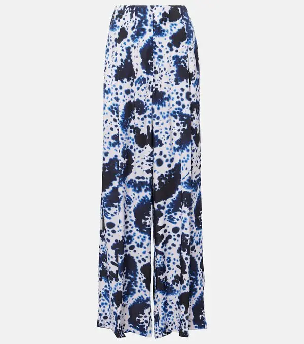 Dries Van Noten Printed Wide-leg Pants - Blue