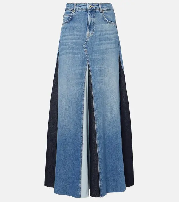 Ag Patchwork High-rise Denim Maxi Skirt