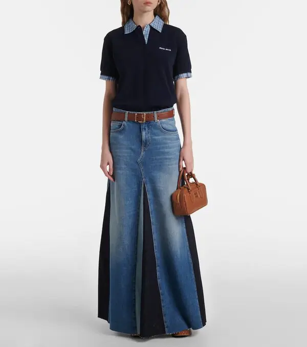 Ag Patchwork High-rise Denim Maxi Skirt