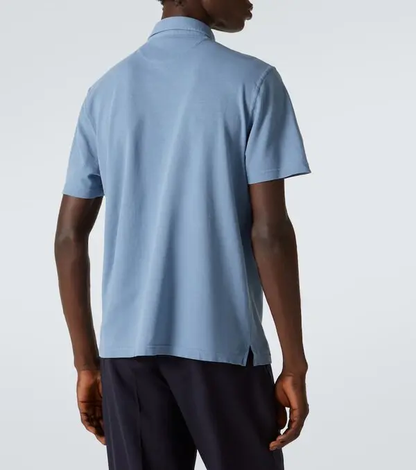 Fedeli Cotton Piqué Polo Shirt - Blue