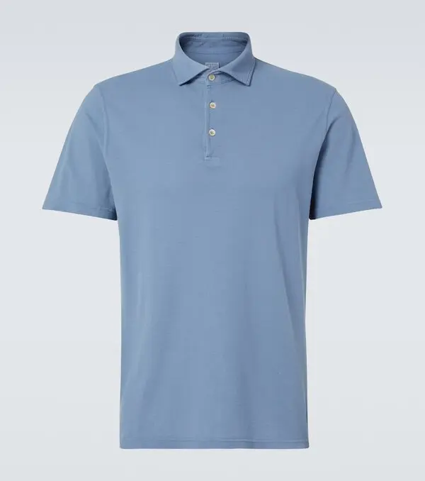 Fedeli Cotton Piqué Polo Shirt - Blue