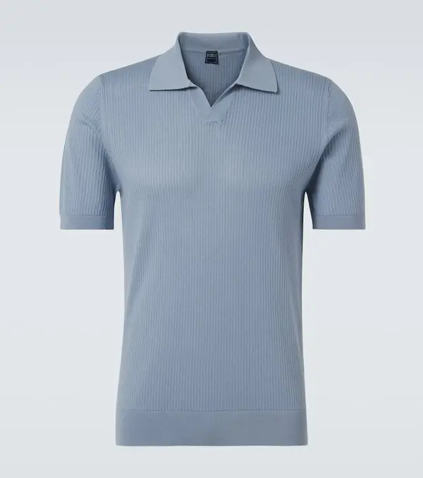 Fedeli Cotton Piqué Polo Shirt - Blue