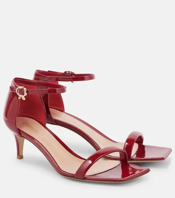 GIANVITO ROSSI Rhys 55 Patent Leather Sandals - Red