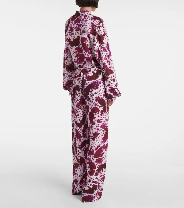 Dries Van Noten Crêpe Straight Leg Trousers