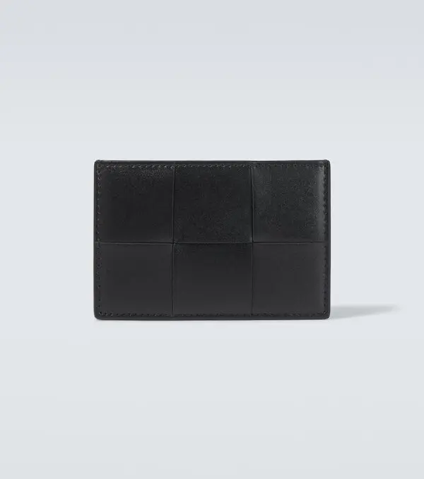 Bottega Veneta Intreccio Leather Card Holder - Black