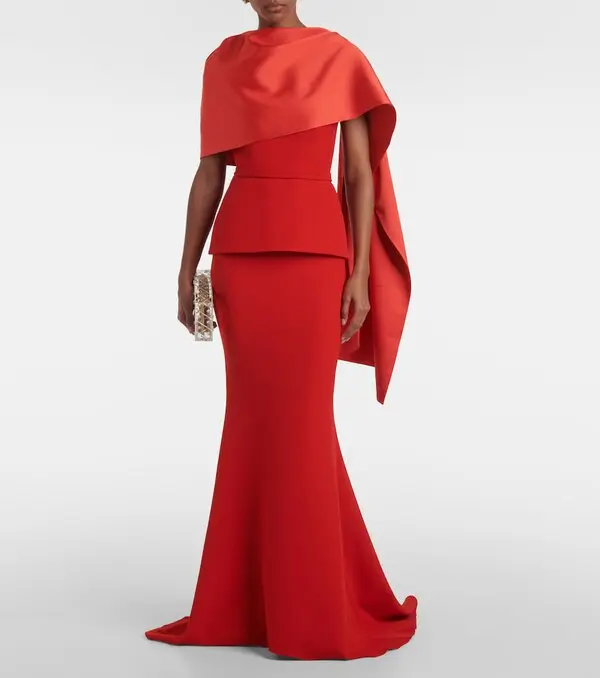 Safiyaa Evangelina Caped Crêpe Gown