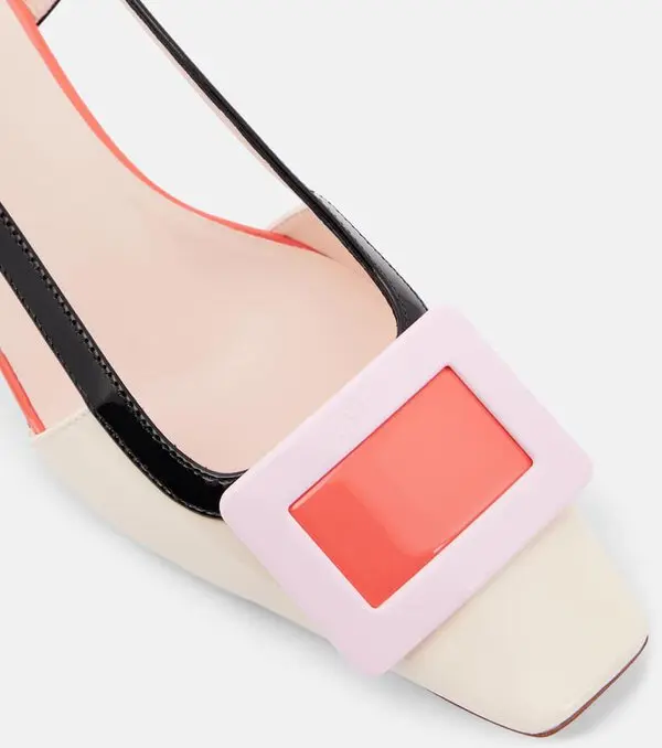 ROGER VIVIER Belle Vivier 45 Patent Leather Slingback Pumps - Multicoloured