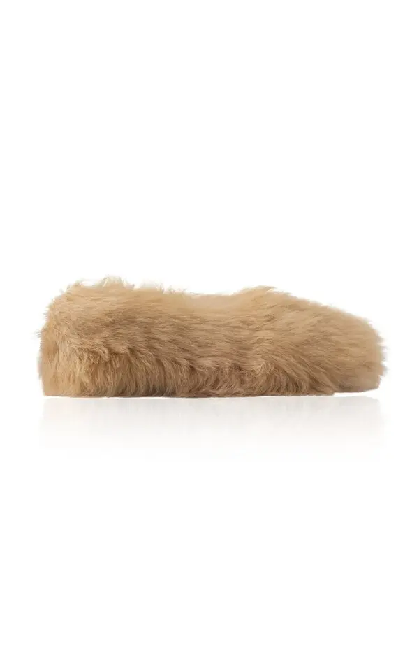 HVOYA Fur Ballet Flats - Tan