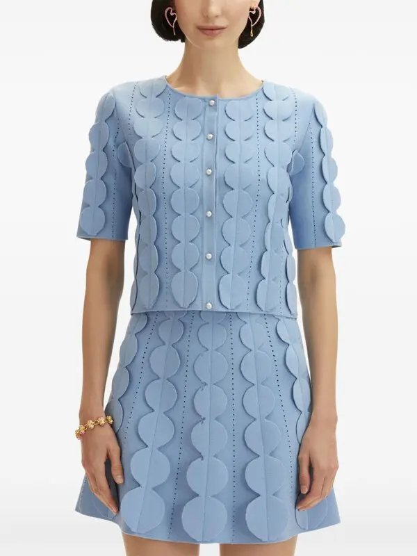 Oscar De La Renta Geometric Circle Pattern Cardigan