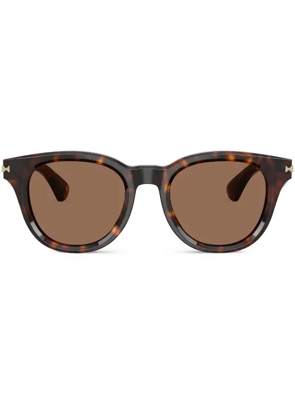 Burberry Logo-engraved Round Sunglasses - Brown