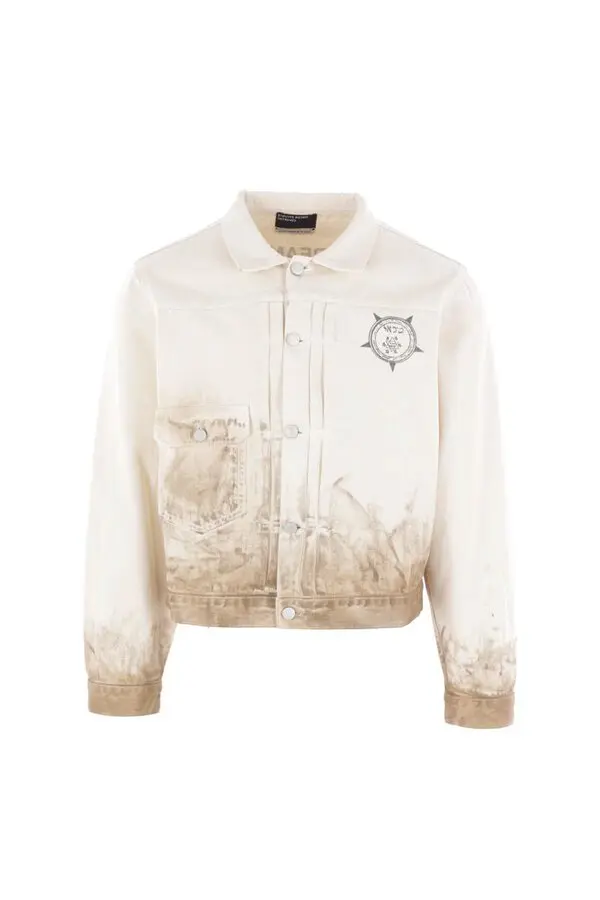 Enfants Riches Déprimés Denim Jacket With Graphic Prints - White