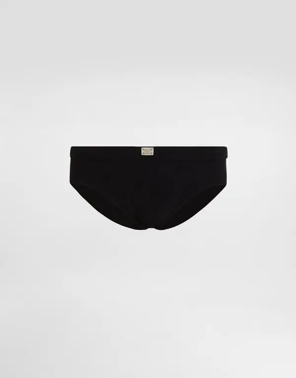 Dolce & Gabbana Swim Briefs With Logo Tag - Black