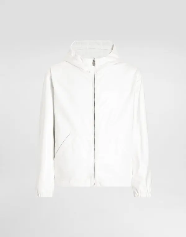Dolce & Gabbana Leather And Fabric Jacket With Hood - White