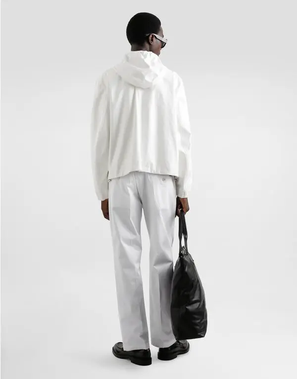 Dolce & Gabbana Leather And Fabric Jacket With Hood - White