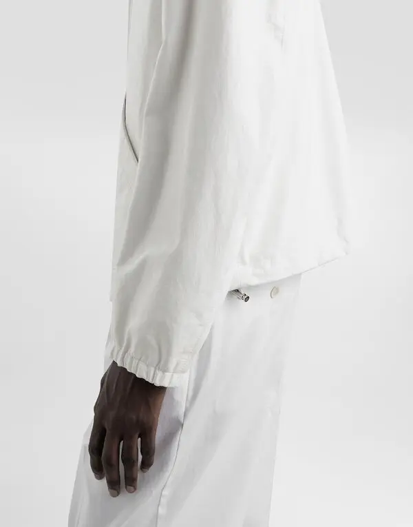 Dolce & Gabbana Leather And Fabric Jacket With Hood - White