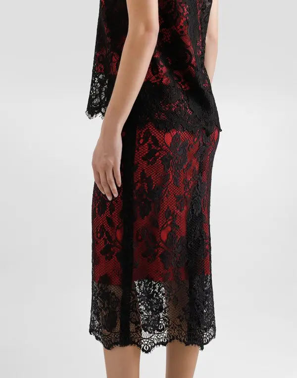 Dolce & Gabbana Lace Pencil Skirt - Black