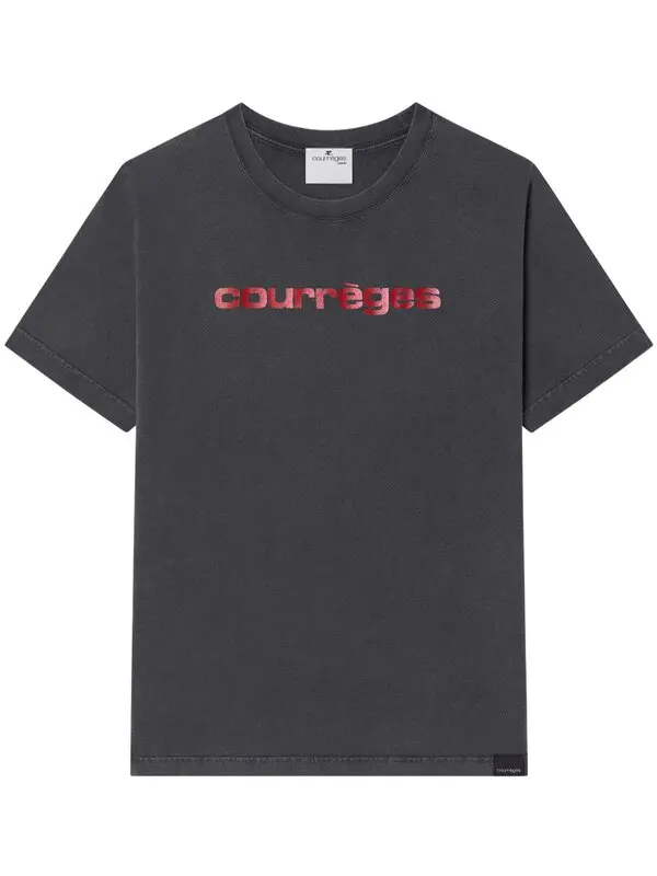 COURREGES Logo-print T-shirt - Grey
