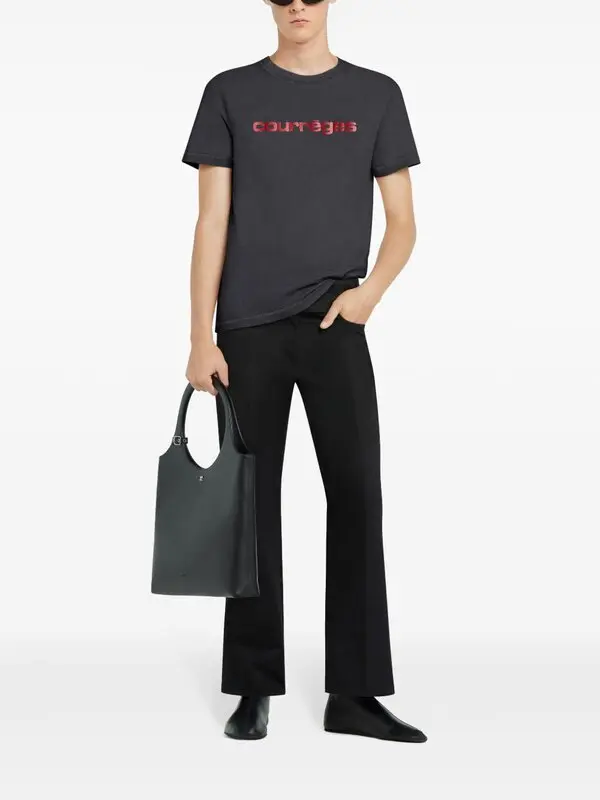 COURREGES Logo-print T-shirt - Grey