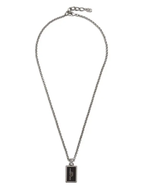 Dolce & Gabbana Logo-plaque Necklace - Silver