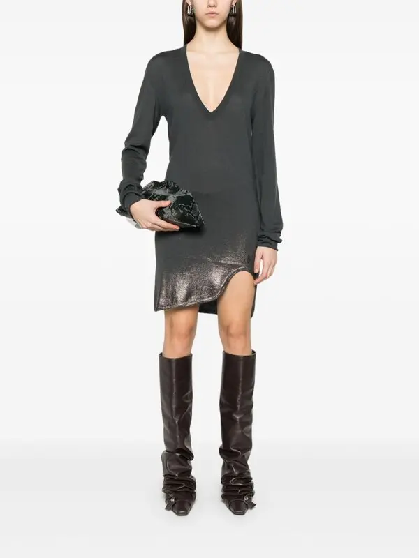 Attico Lurex-detail Mini Dress - Grey