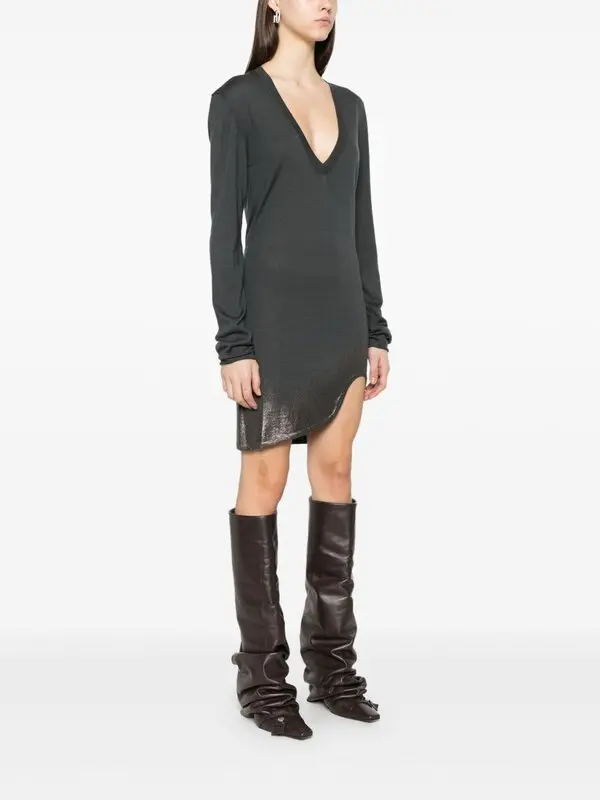 Attico Lurex-detail Mini Dress - Grey