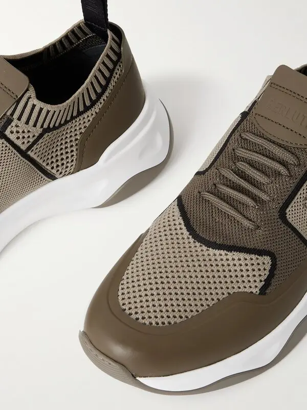Berluti Shadow Leather-trimmed Sneakers