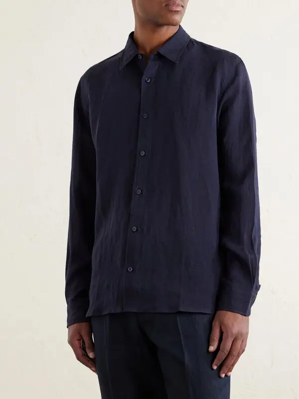 Orlebar Brown Justin Linen Shirt - Blue