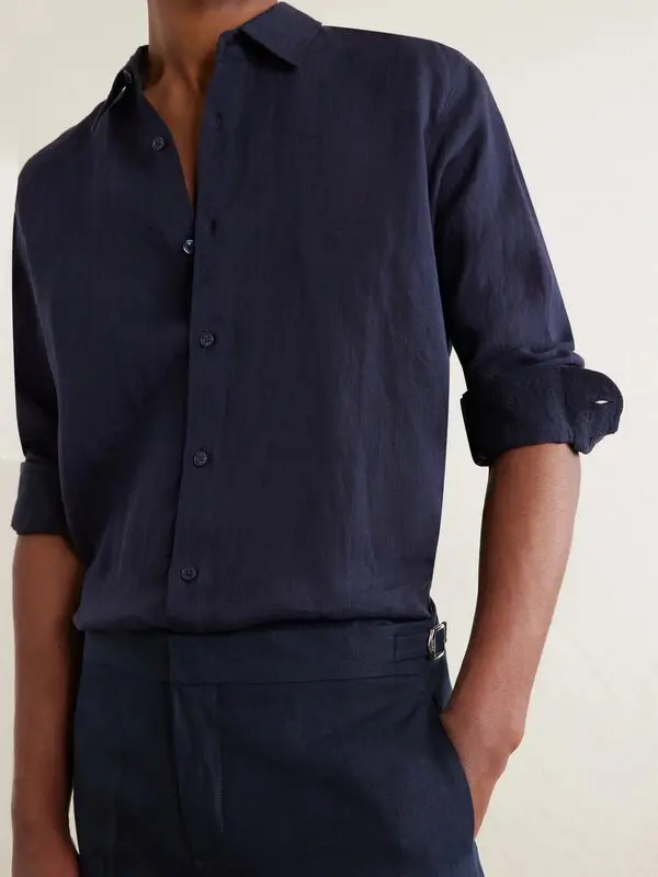 Orlebar Brown Justin Linen Shirt - Blue