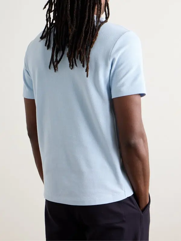 Thom Browne Logo-appliquéd Striped Cotton-piqué T-shirt - Blue