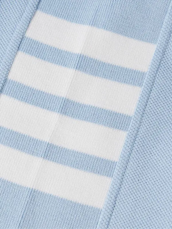 Thom Browne Logo-appliquéd Striped Cotton-piqué T-shirt - Blue