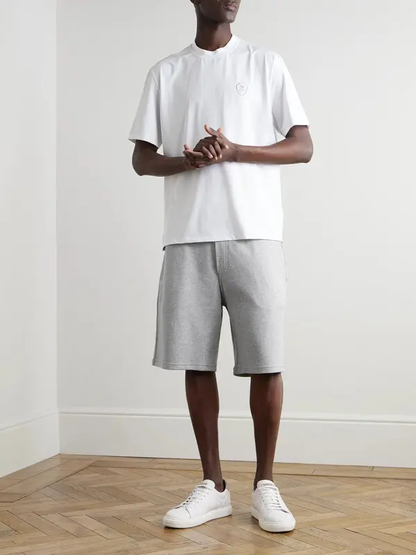 Brunello Cucinelli Straight-leg Cotton-blend Jersey Drawstring Shorts - Gray