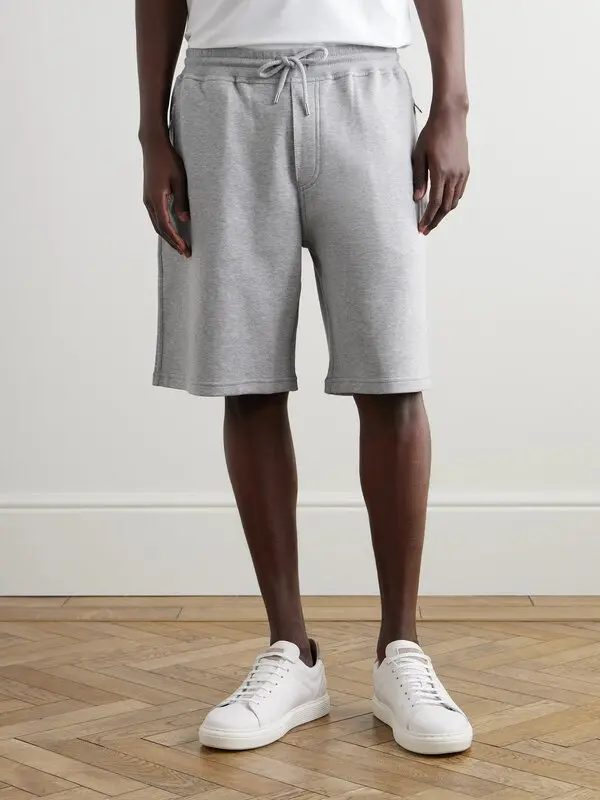 Brunello Cucinelli Straight-leg Cotton-blend Jersey Drawstring Shorts - Gray