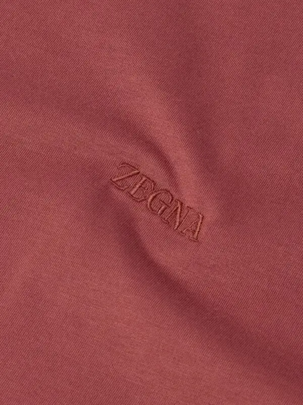 Zegna Slim-fit Logo-embroidered Cotton-jersey T-shirt - Red